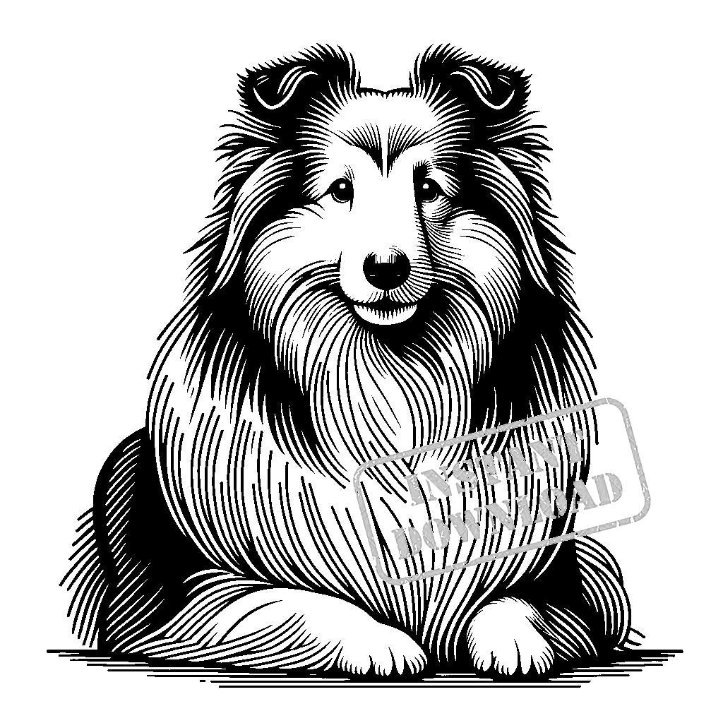 Shetland Sheepdog in a One-line Drawing Style SVG Bundle - Etsy