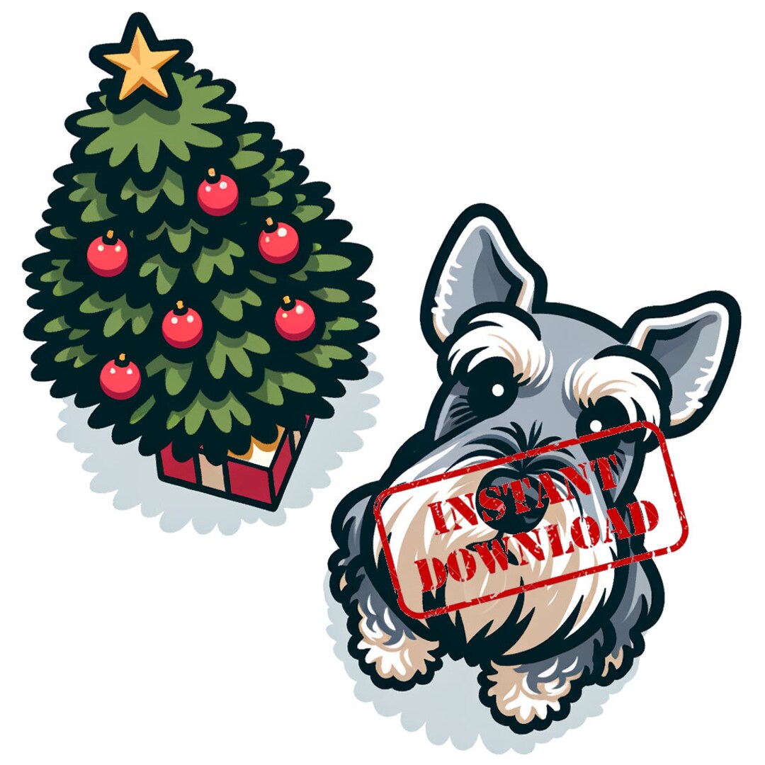 Miniature Schnauzer With Christmas Tree SVG Bundle - Etsy