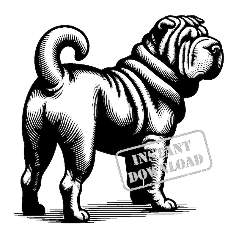 Chinese Shar-pei in Vintage Style SVG Bundle - Etsy