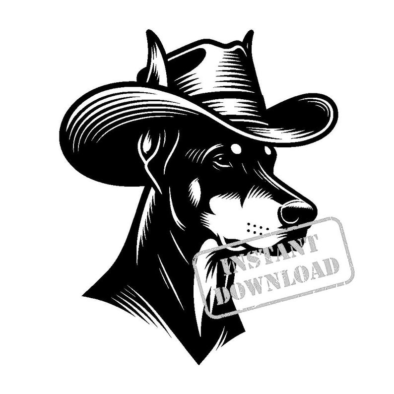 Doberman Pinscher With a Cowboy Hat on SVG Bundle - Etsy