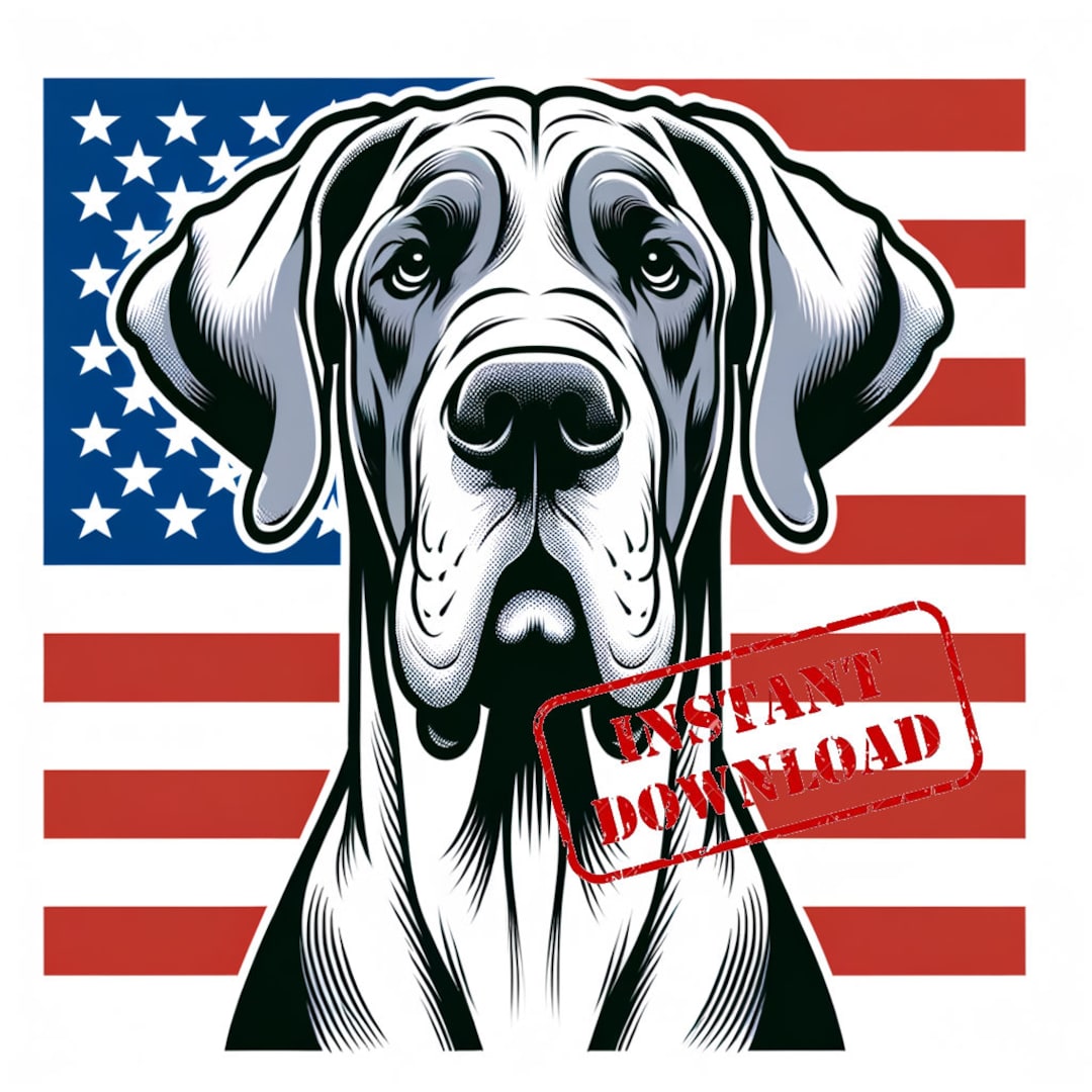 Great Dane With an American Flag SVG Bundle - Etsy
