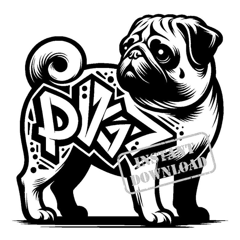 Pug in a Graffiti Style SVG Bundle - Etsy