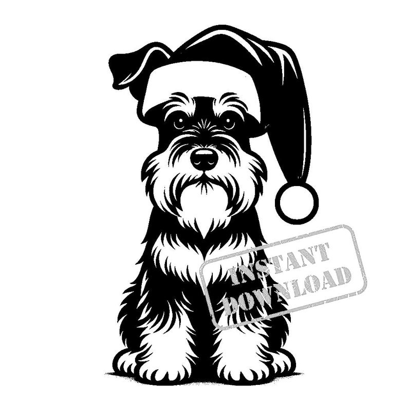 Miniature Schnauzer With a Santa Hat on SVG Bundle - Etsy