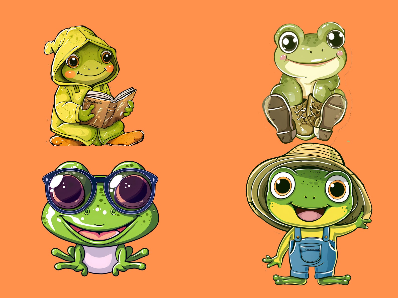 Frog Sticker Bundle, Cute Frog Stickers, Kawaii, Planners and Journals ...