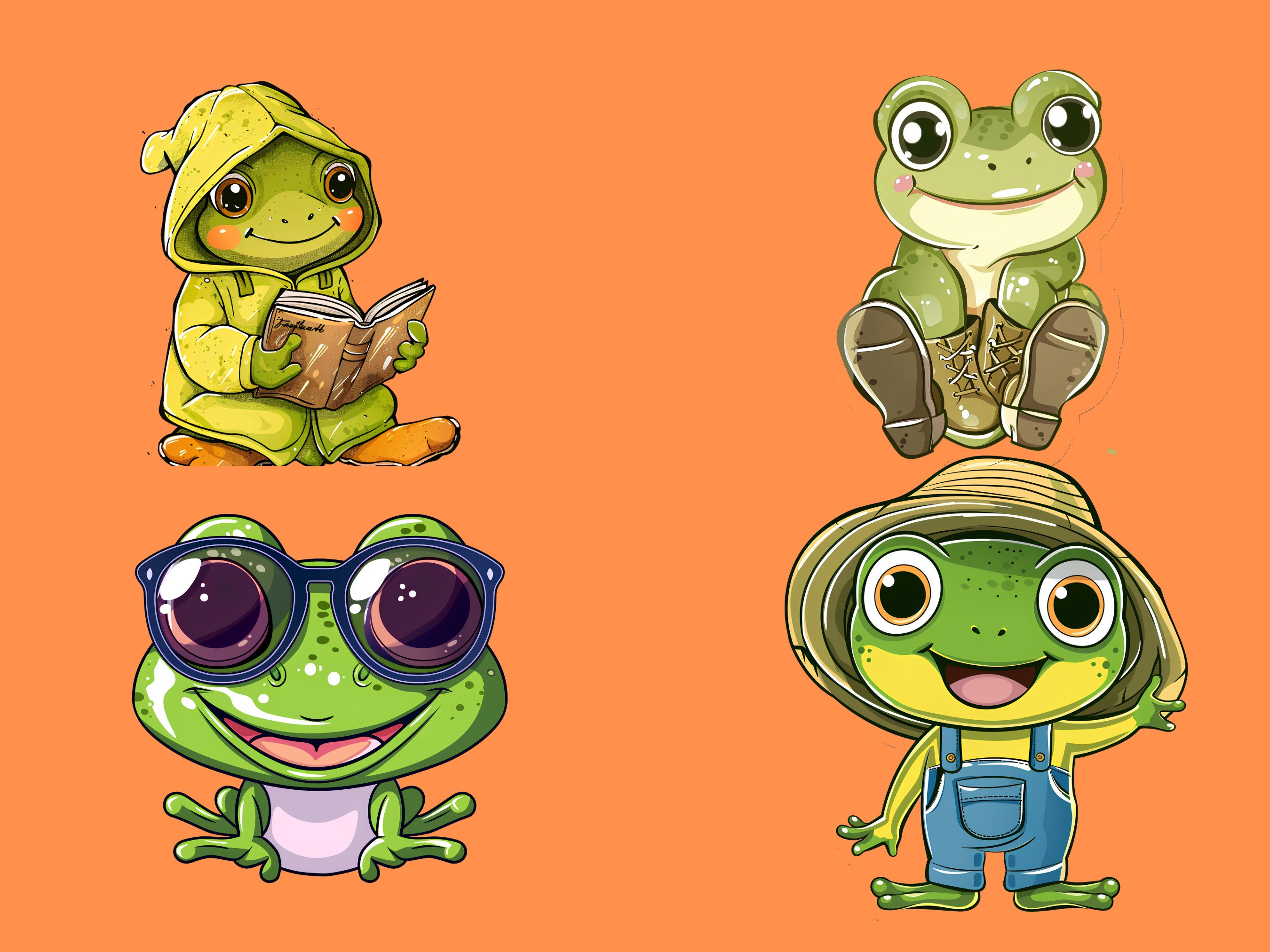 Frog Sticker Bundle, Cute Frog Stickers, Kawaii, Planners and Journals ...