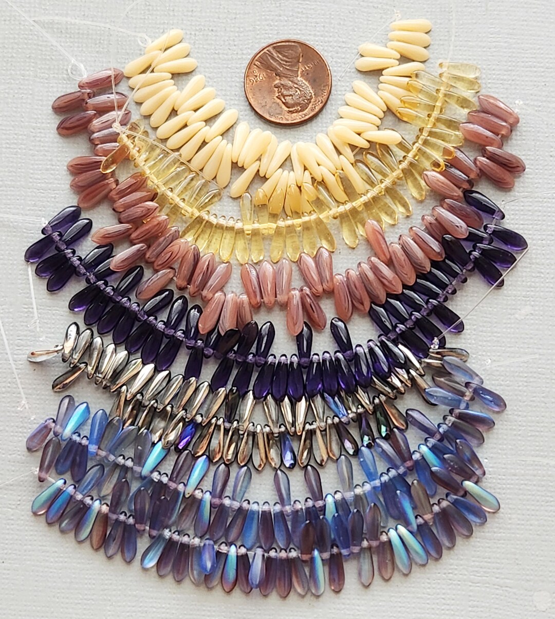 Czech Glass Dagger Bead Assortment, Measure Approx. 9x3mm Average, Tan ...
