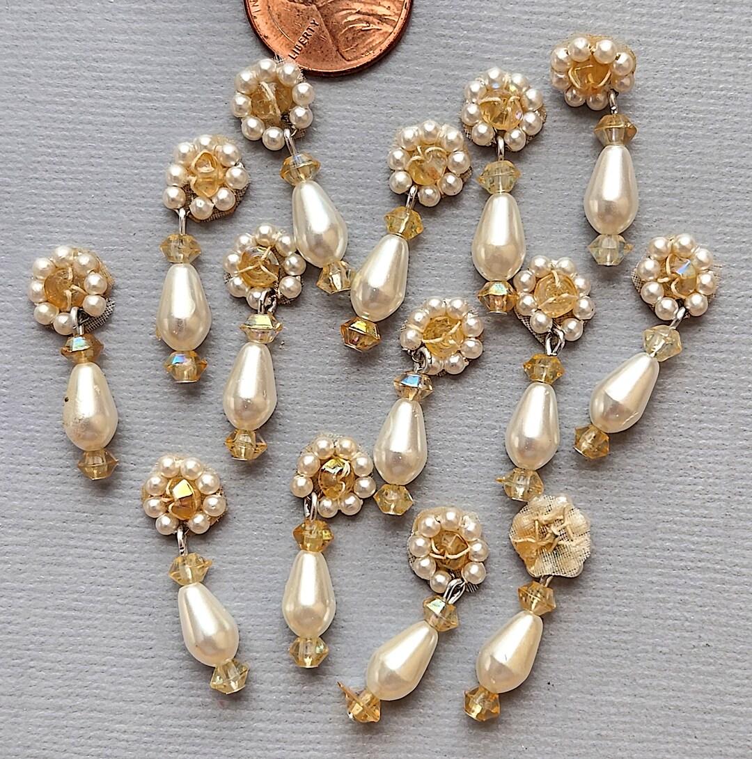 14 Vintage Japanese Ivory Color Acryic Teardrop and Acrylic - Etsy