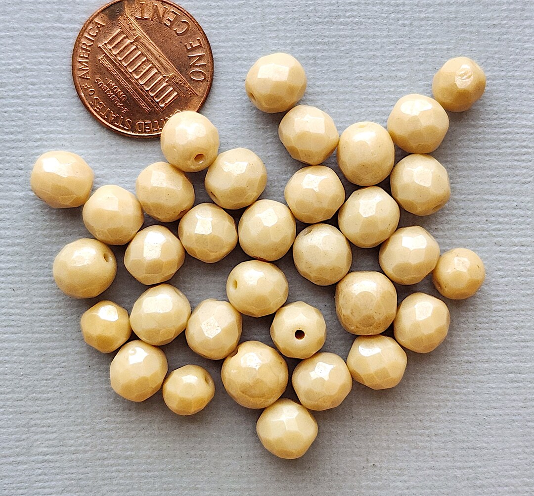 33 Vintage Czech Tan Luster Fire Polished Crystal Glass Beads, 3 Sizes ...