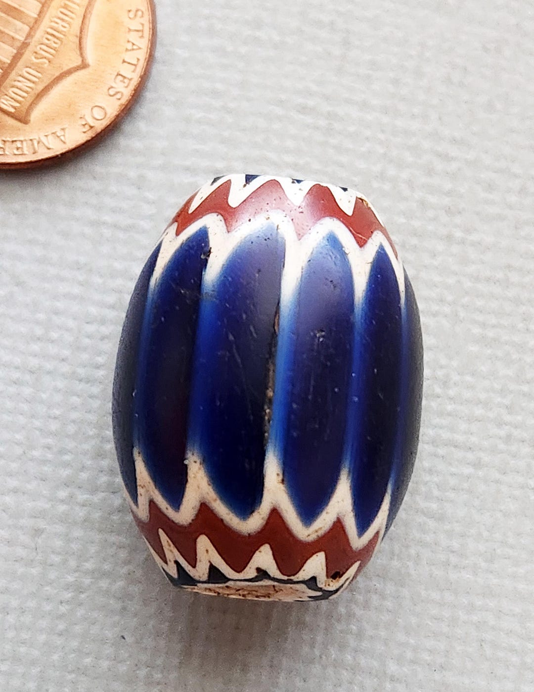 1 Antique Venetian Rosetta Glass Bead Large Focal Chevron 6 Layer Trade ...