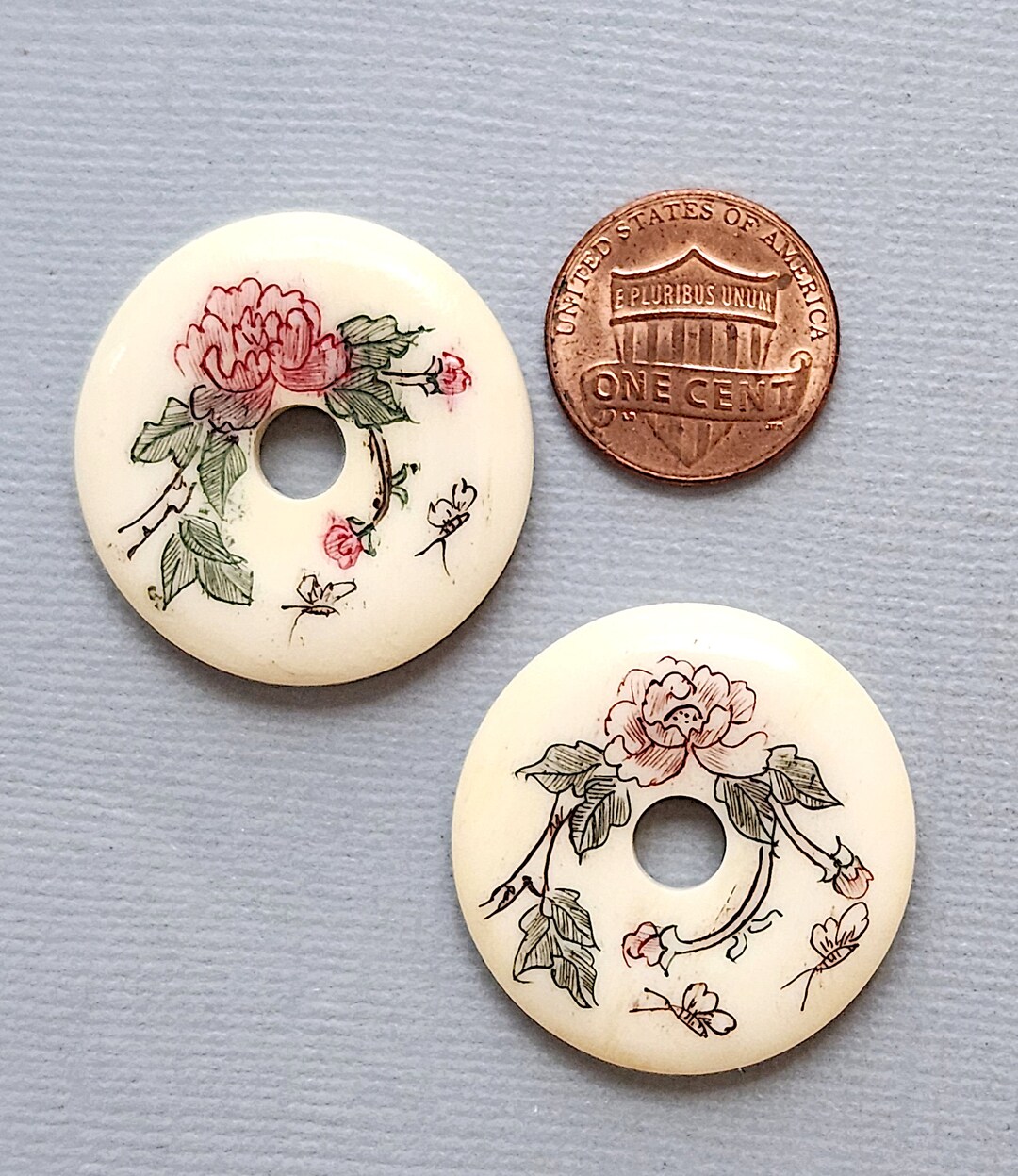 Choice of 1 Asian Floral Motif Bone Donut Pendant Focal 30mm - Etsy
