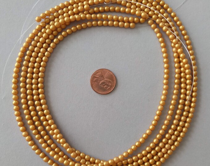 Strand of 100 Matte Pearlized Gold Finish Czech Glass 4mm Druk Beads - Etsy
