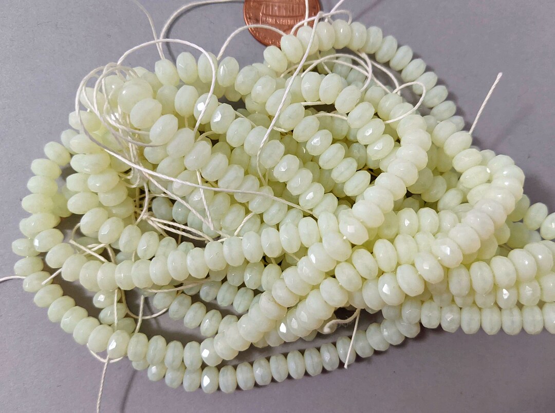 25 or 50 Lot of Czech Pale Yellow Opaline Faceted Fire Polished ...