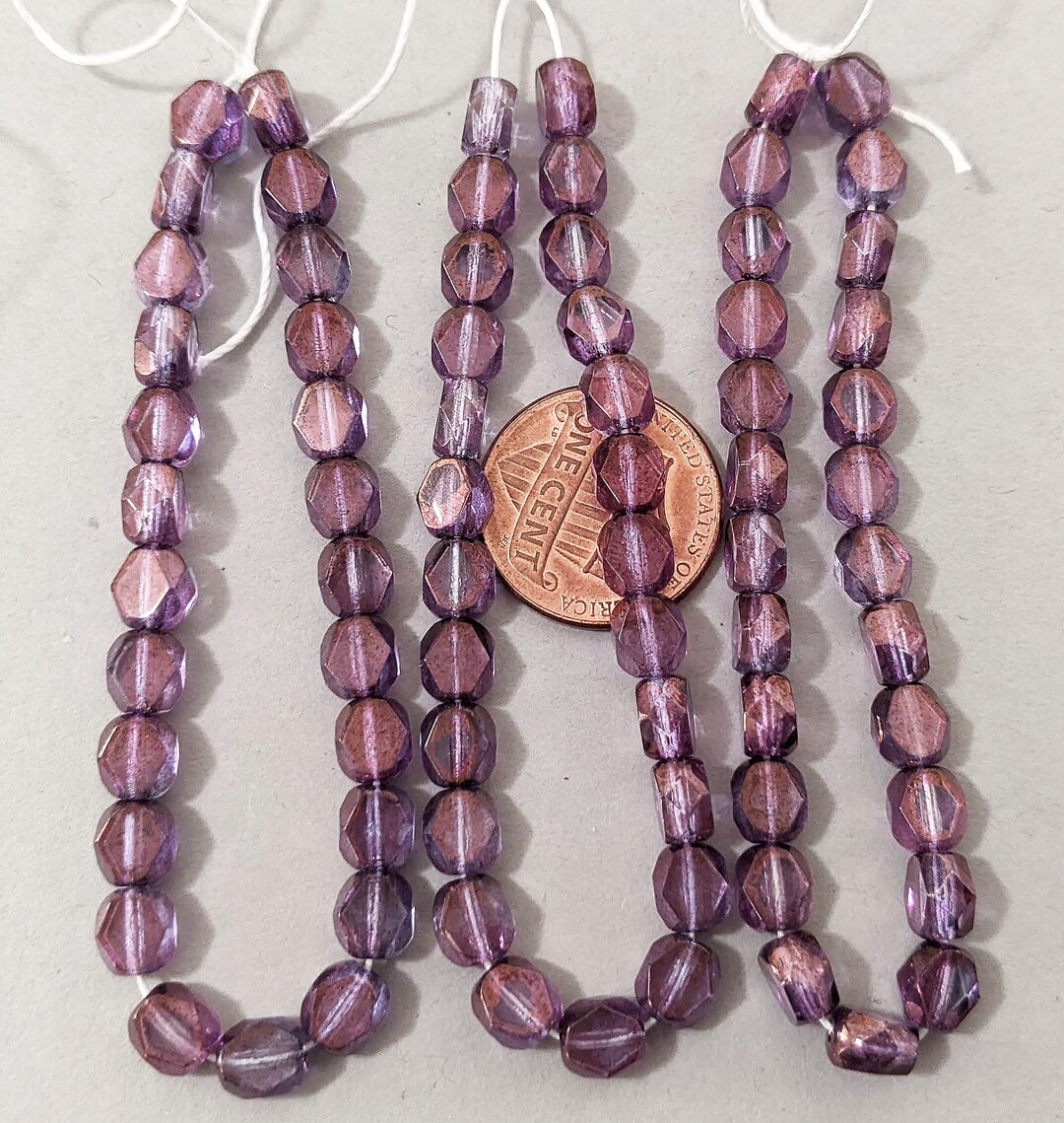 25 Small Czech Lilac Purple Luster Finish 2 Way Cut Crystal 6mm Fire ...