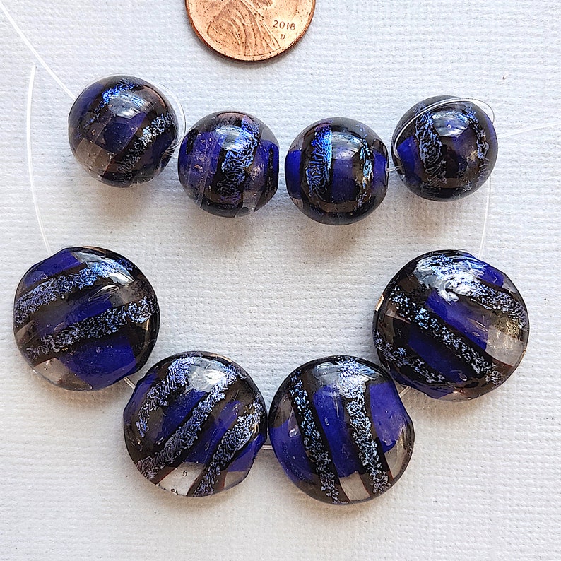 Set of 8 Venetian Italian Dichroic Glass Beads Dark Blue - Etsy