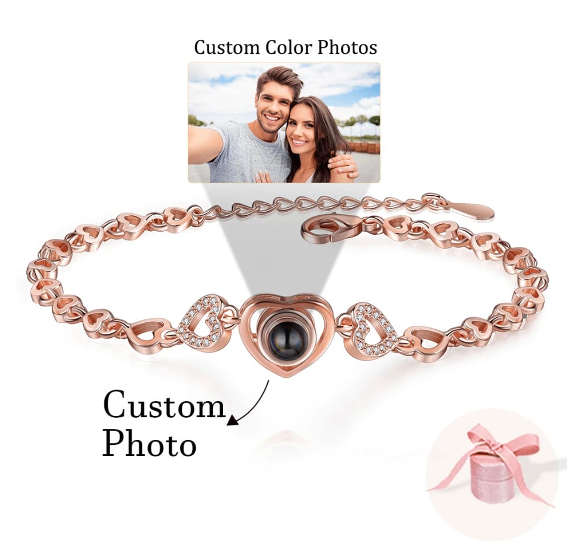 Personalized Photo Bracelet, Photo Projection Bracelet, Memorial ...