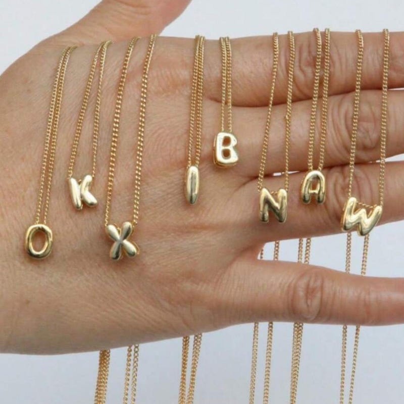 Gold Alphabet Letter Necklace - Etsy