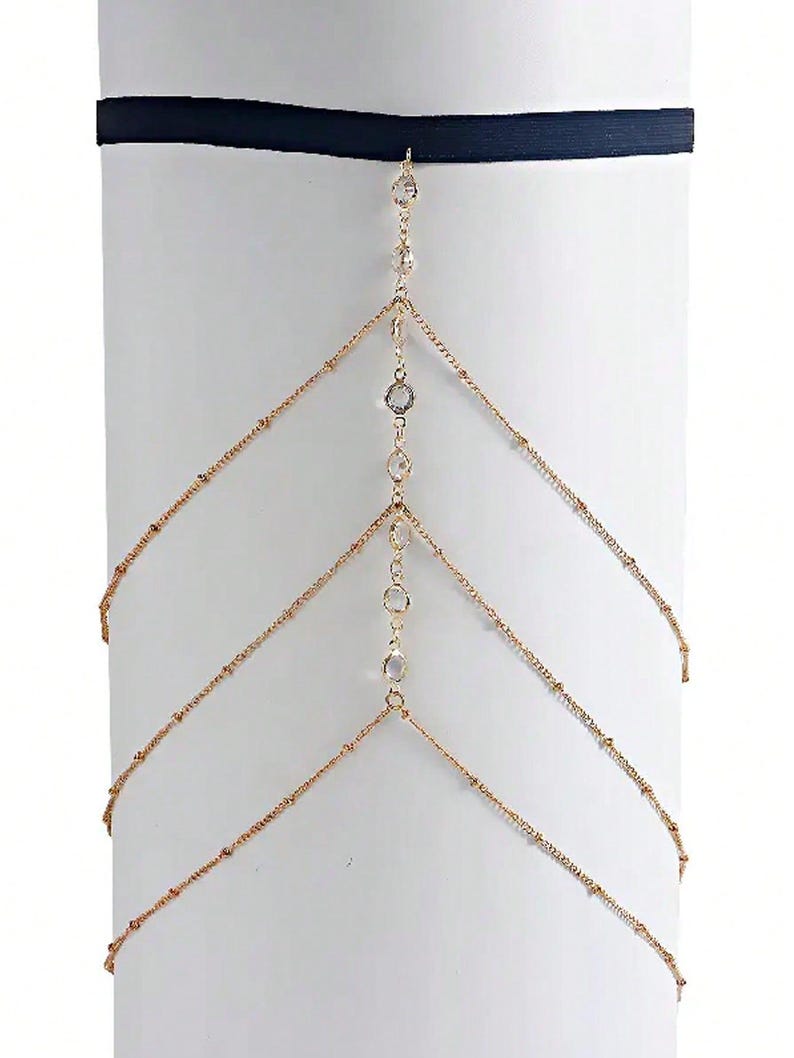 Leg Chain, Multi Layers Chain Tassel Pendant, Black Rope Thigh Chain ...