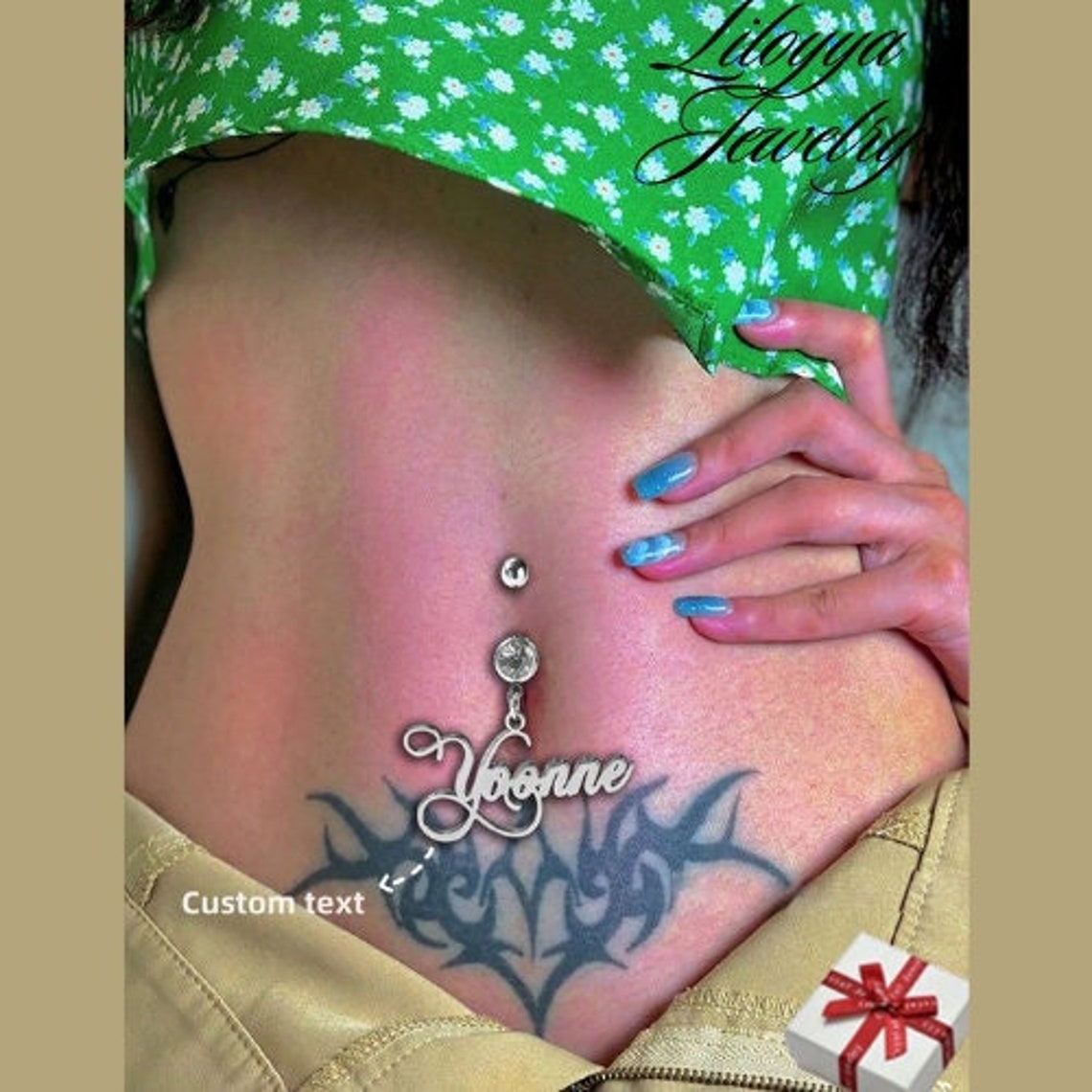 Custom Name Belly Ring ,name Belly Rings , Personalized Birthday Gift ,customized Ring , Name ...
