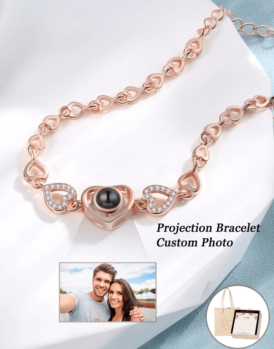 Personalized Photo Bracelet, Photo Projection Bracelet, Memorial ...