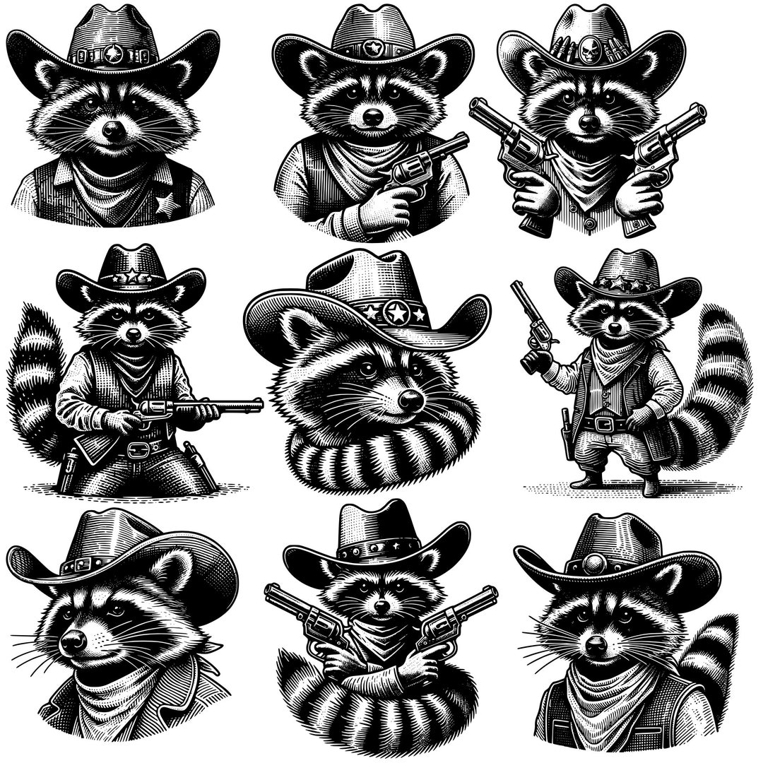 Raccoon Cowboy SVG Digital File Cowboy Raccoon Svg Raccoon Bundle Cute ...