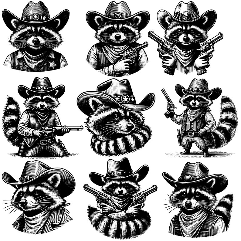 Raccoon Cowboy SVG Digital File Cowboy Raccoon Svg Raccoon Bundle Cute ...