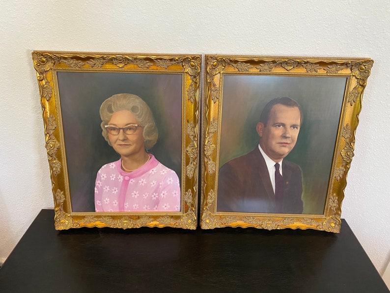 MCM Oil Portrait PAIR. Rare Find 1950s Matching Framed Portraits ...
