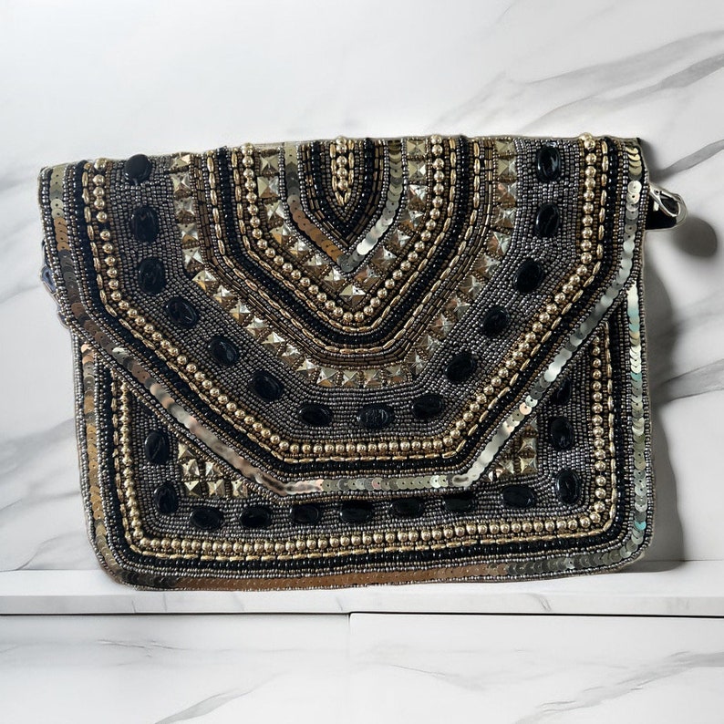 Beaded Boho Bag, Clutch Bag, Party Clutch, Crossbody Bag, Banjara Bag ...