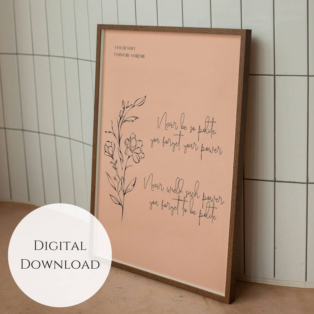 Taylor Swift: Evermore, Marjorie Printable Wall Art / Motivational ...