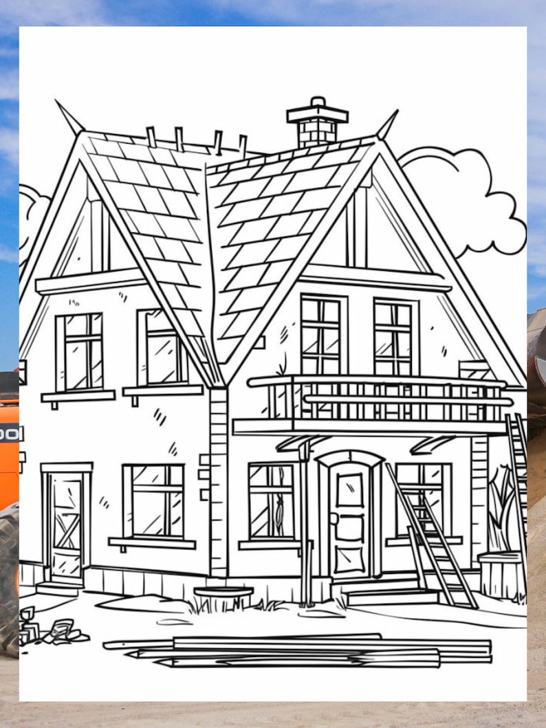 Construction Fun Printable Coloring Page Downloadable, 8.5 X 11 Size ...