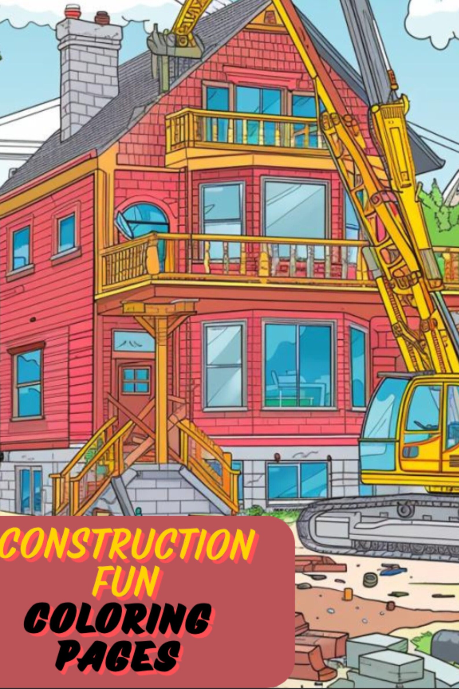 Construction Fun Printable Coloring Page Downloadable, 8.5 X 11 Size ...