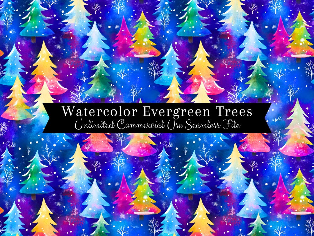 Evergreen Tree Seamless Pattern | Watercolor Holiday Digital Paper ...