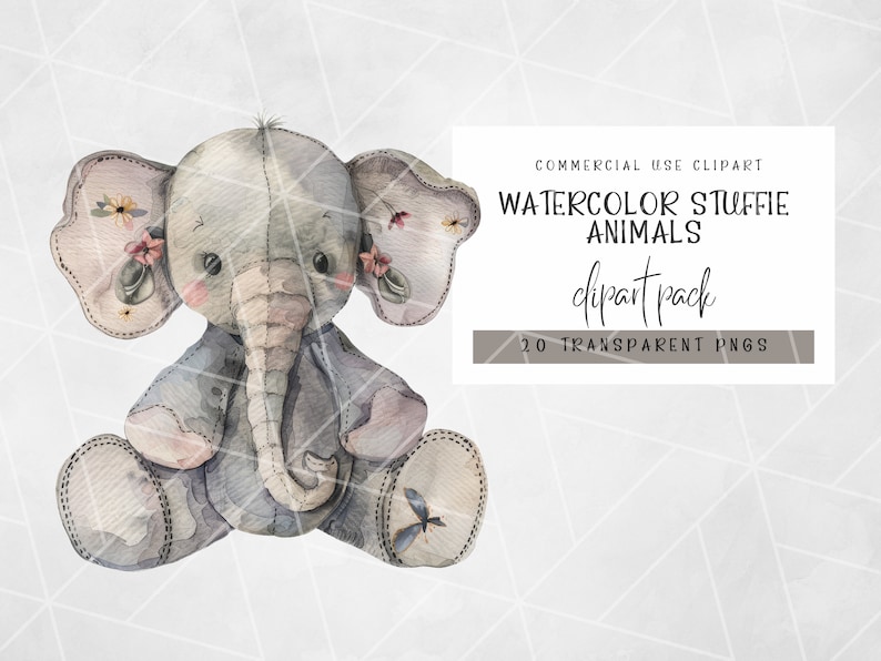20 Vintage Cute Stuffed Animals Clipart | Watercolor Animals Doll ...