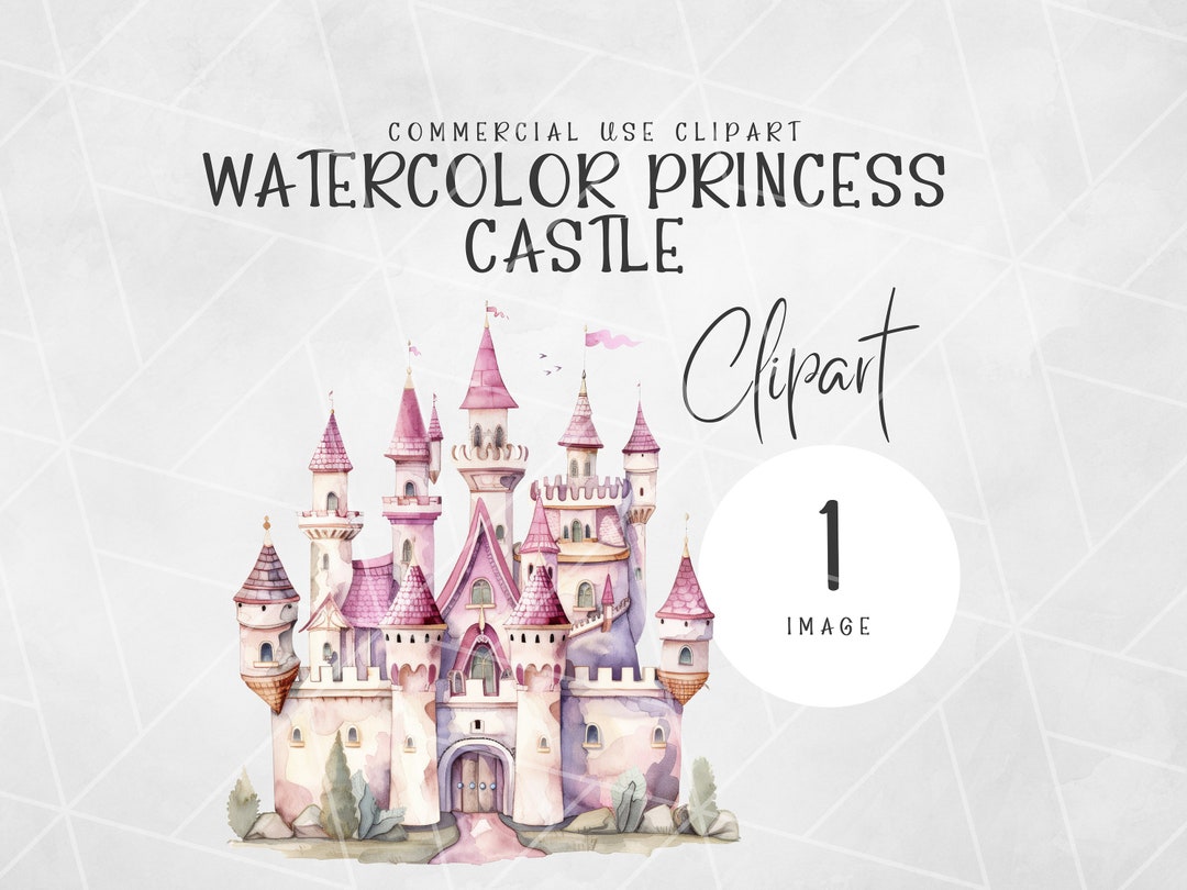 Watercolor Pink Castle PNG | Princess Clipart | Fairytale Clipart ...