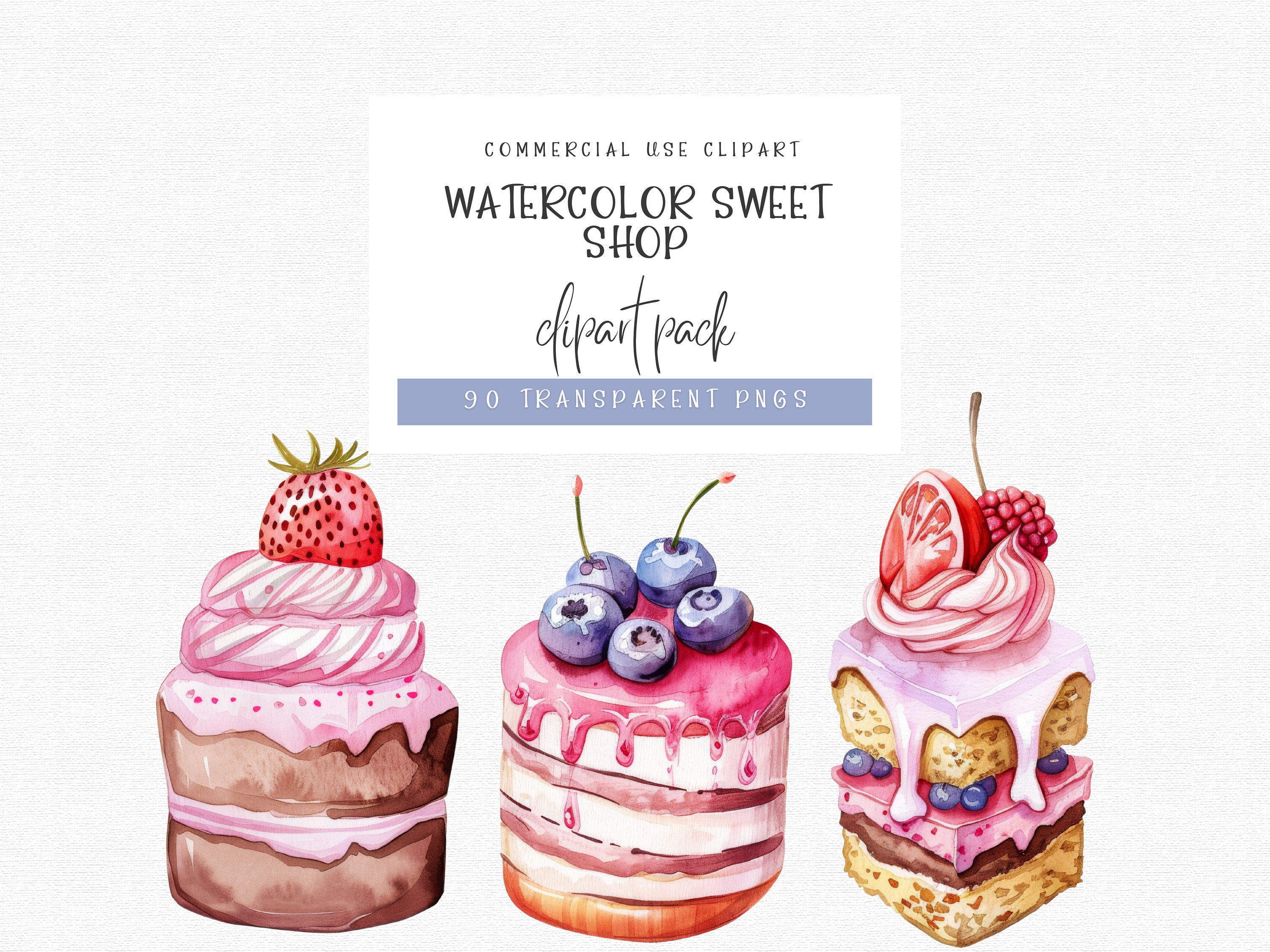 Watercolor Sweet Shop Clipart Watercolor Sweets Clipart Dessert Clip ...