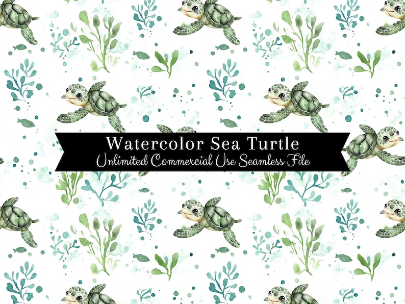 Sea Turtle Seamless Pattern | Watercolor Sea Turtle Digital Paper ...
