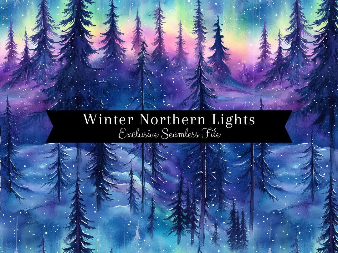 Aurora Borealis Seamless Design Northern Lights Seamless Design Winter ...