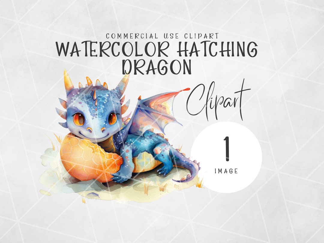 Watercolor Hatching Baby Dragon Clipart | Dragon Clipart | Watercolor ...