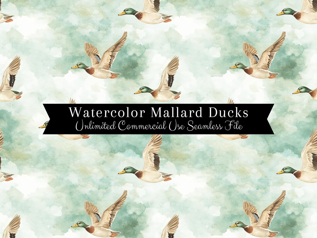 Seamless Mallard Duck Pattern | Watercolor Ducks | Hunting Backgrounds ...