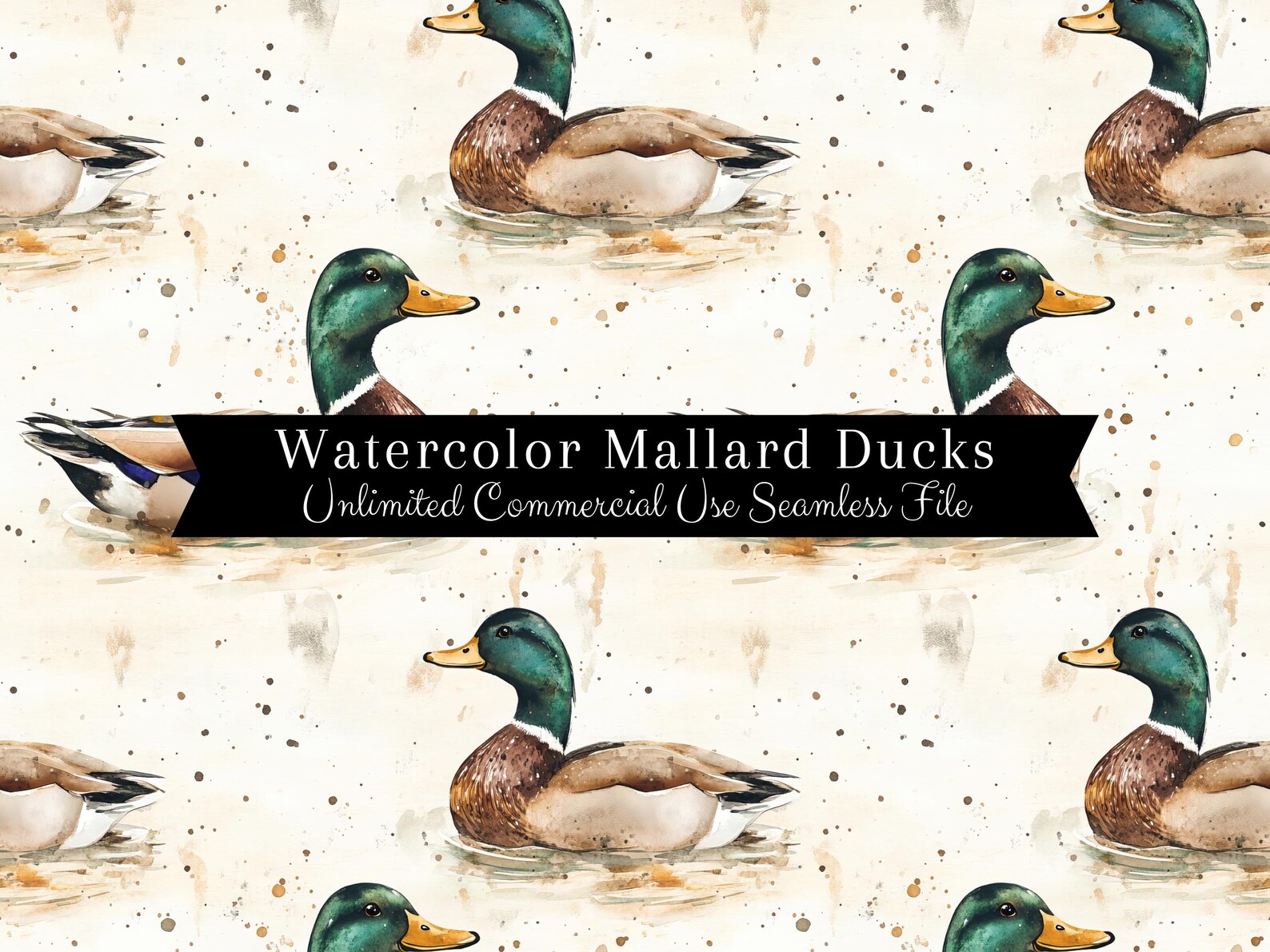 Seamless Mallard Duck Pattern | Watercolor Ducks | Hunting Backgrounds ...
