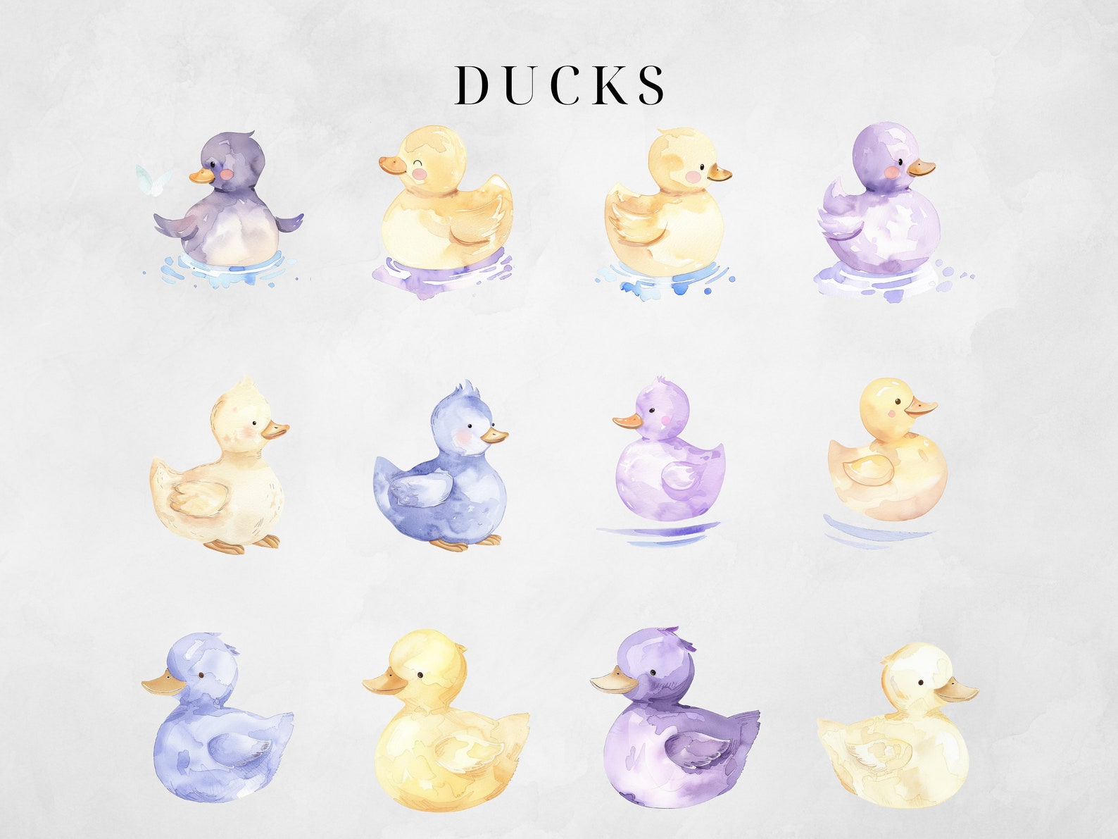 Watercolor Rubber Ducky Clipart Bundle | Rubber Duck | Rubber Ducky ...