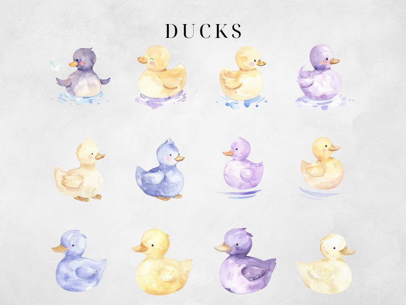 Watercolor Rubber Ducky Clipart Bundle | Rubber Duck | Rubber Ducky ...