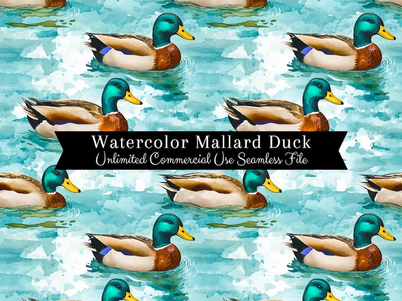 Seamless Mallard Duck Pattern | Watercolor Ducks | Hunting Backgrounds ...