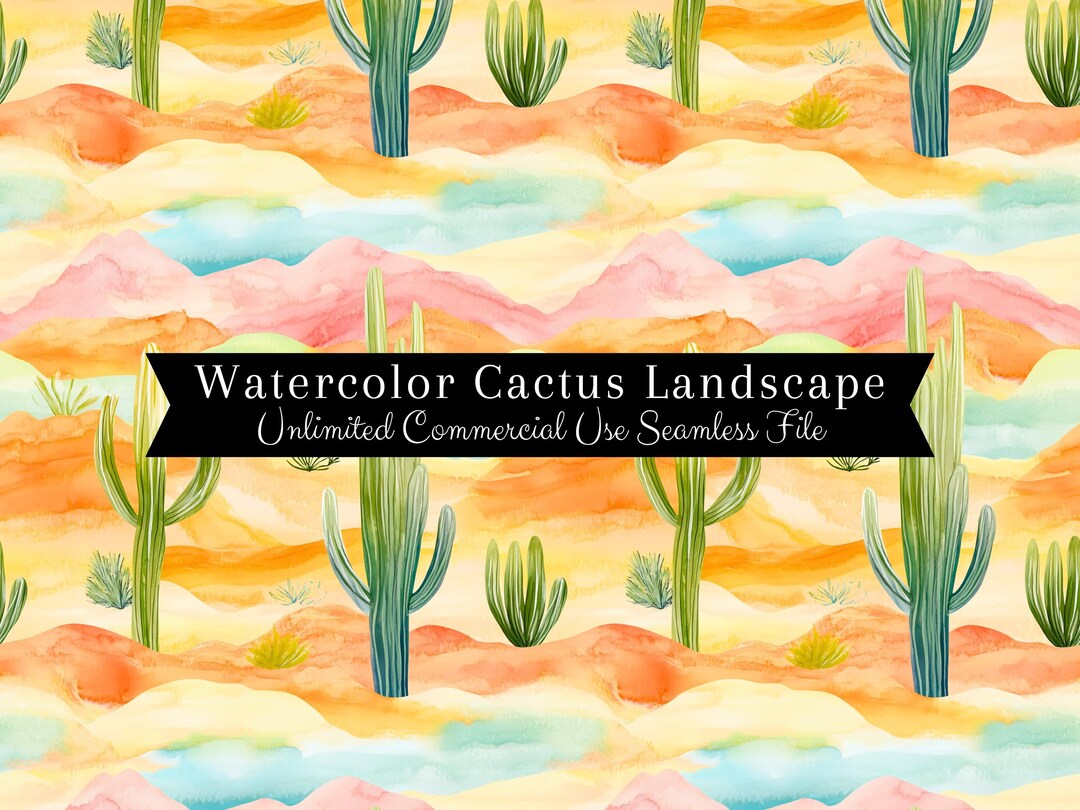 Cactus Seamless Pattern | Watercolor Cactus Digital Paper | Watercolor ...
