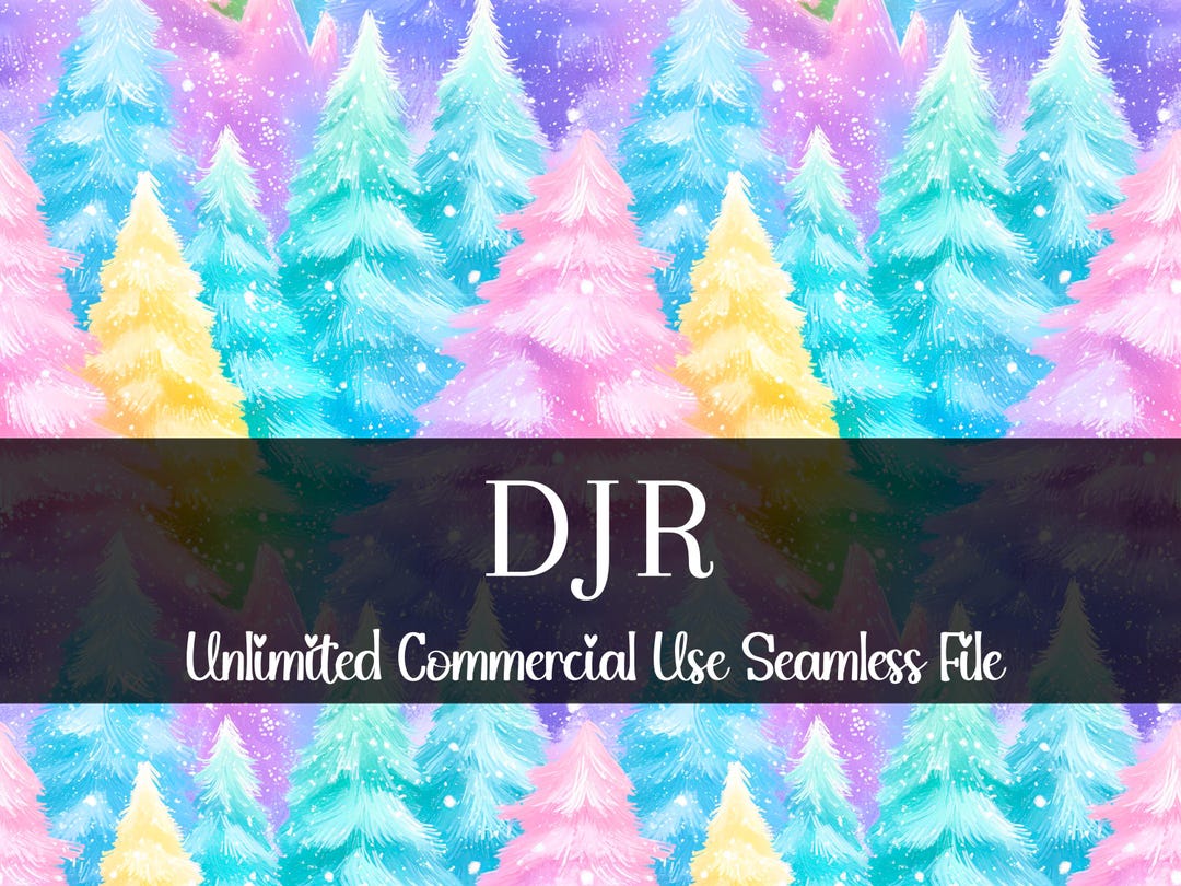 Pastel Rainbow Evergreen Tree Seamless Pattern | Watercolor Holiday ...