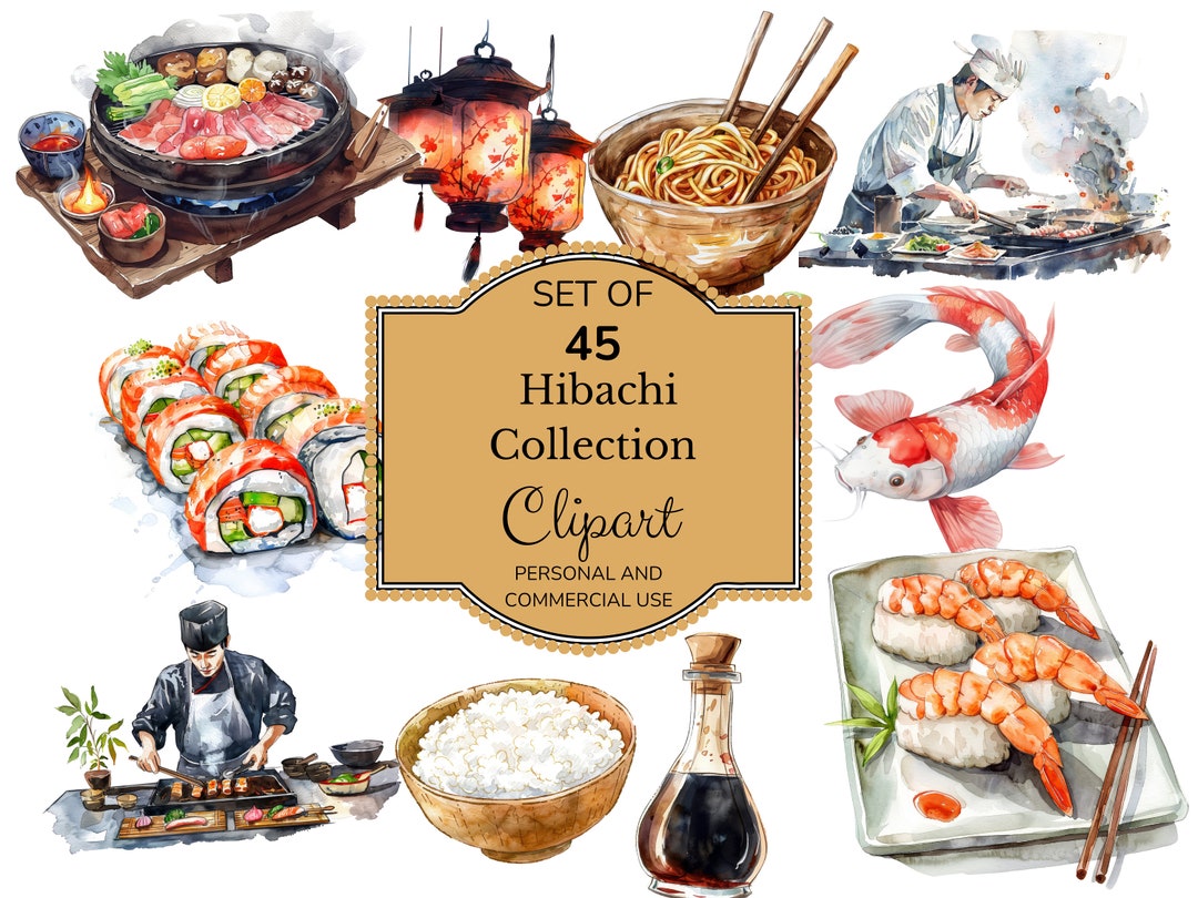 Watercolor Hibachi Clipart | Commercial Use | Hibachi Party Png ...