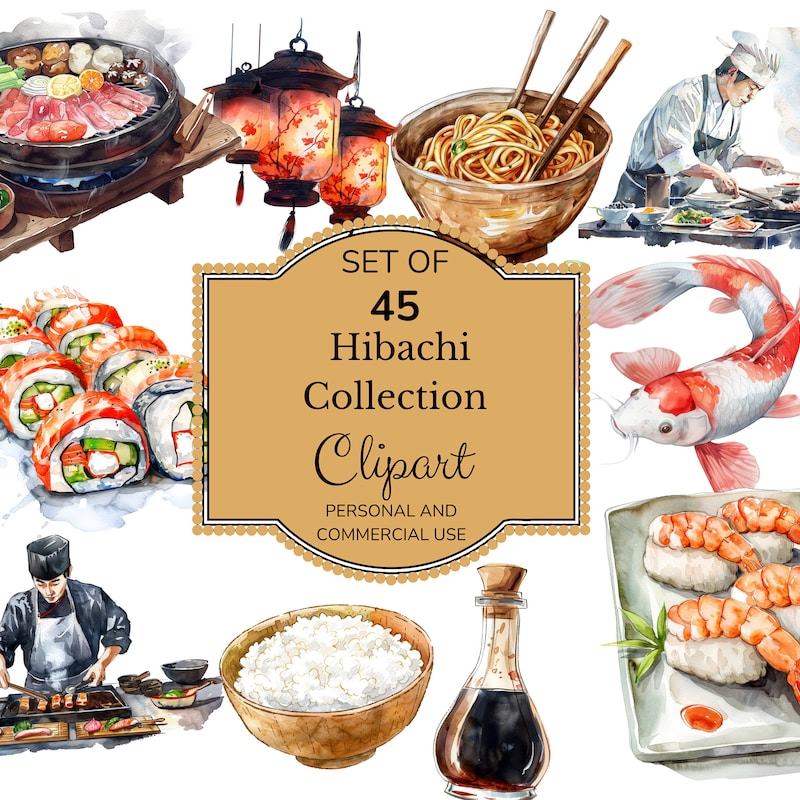 Sushi Clip Art Watercolor - Etsy