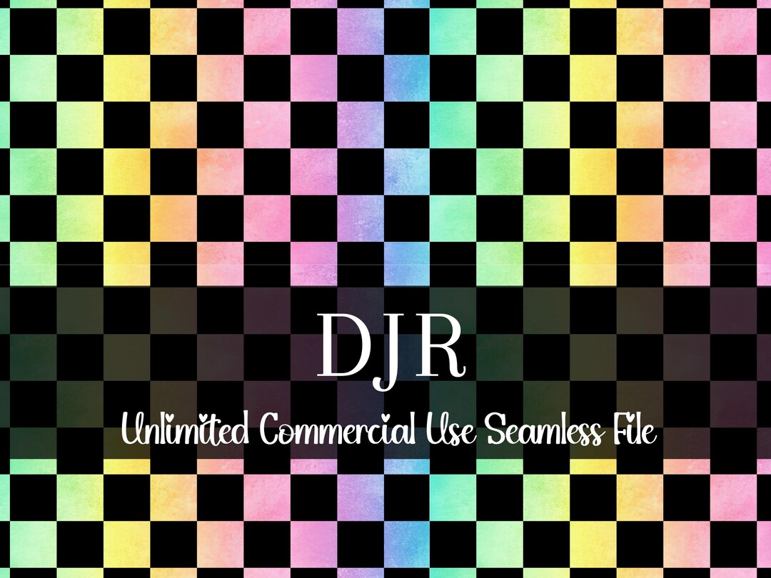Watercolor Rainbow Ombré Checker Seamless Print | Rainbow Checker Fabric Repeating Pattern ...