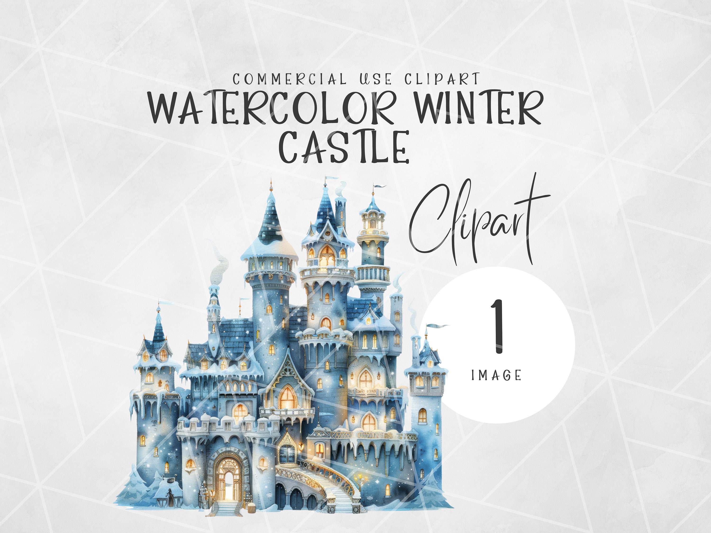 Watercolor Winter Castle PNG | Princess Clipart | Fairytale Clipart ...