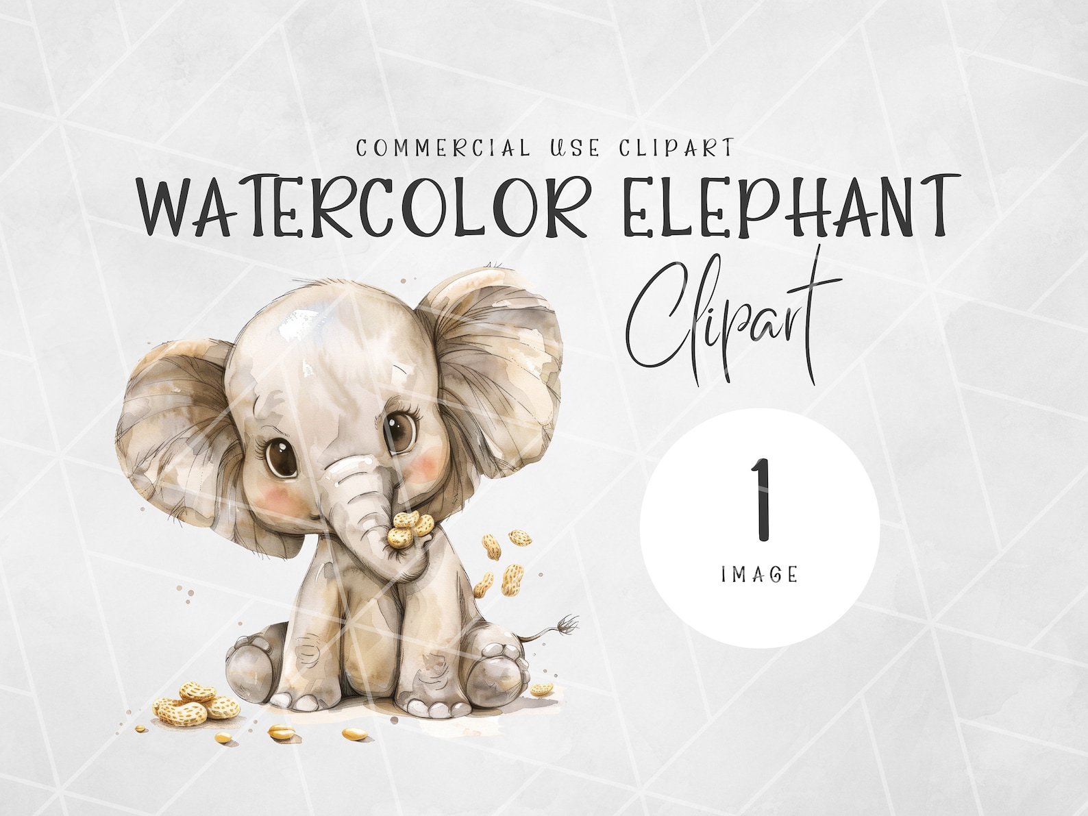 Watercolor Elephant Clipart | Baby Animal Clipart | Elephant Watercolor ...