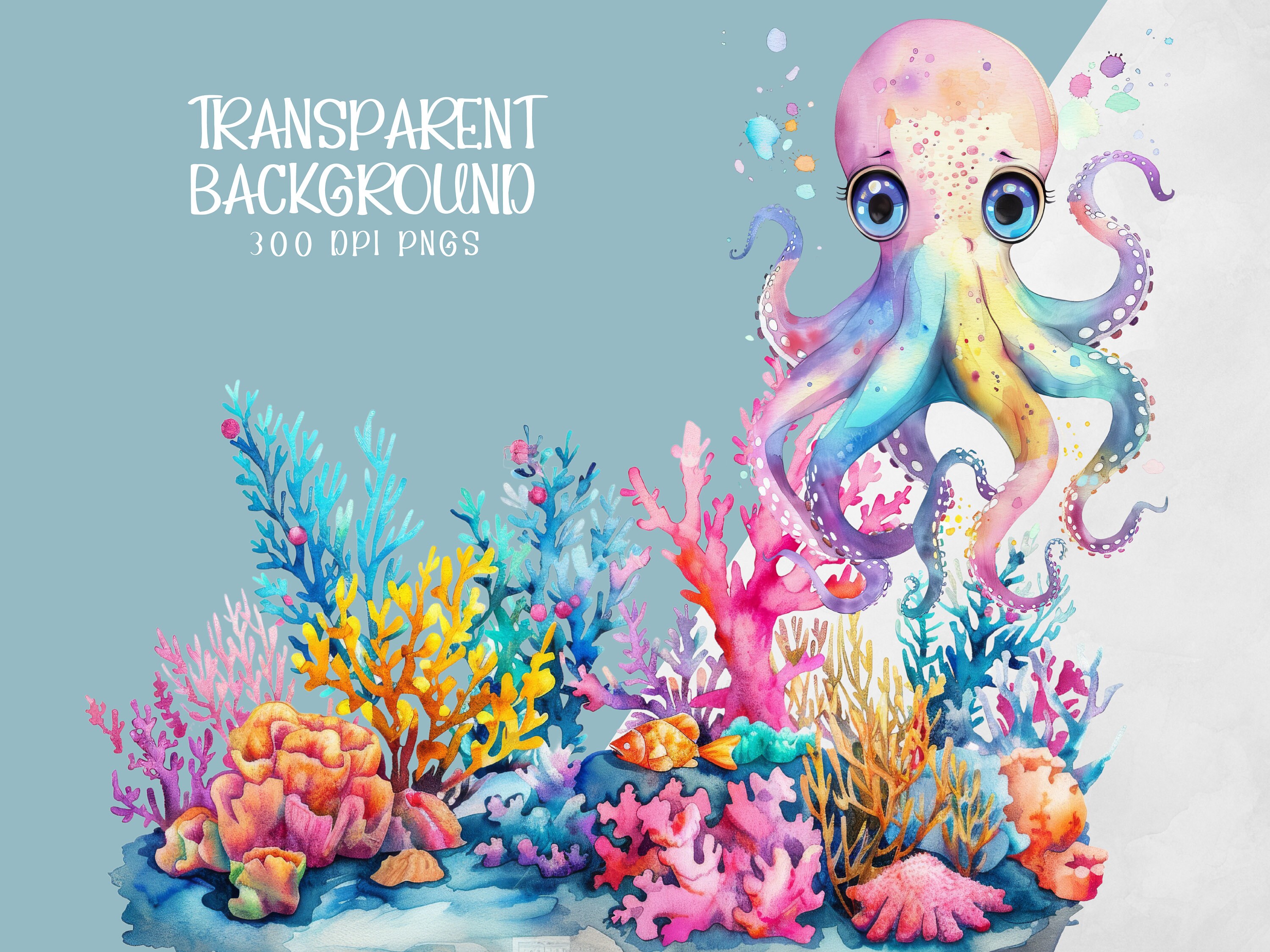 Watercolor Mermaid Clipart Bundle Under the Sea Clipart Watercolor ...